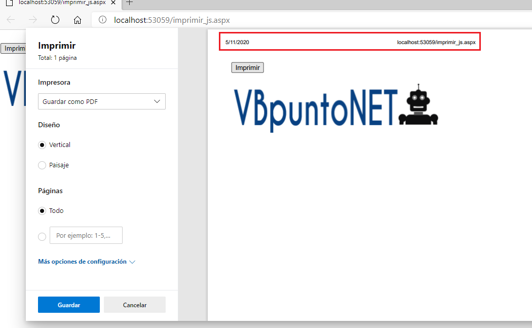 Quitar URL al enviar a imprimir una WebForm Quitar URL al enviar a imprimir una WebForm