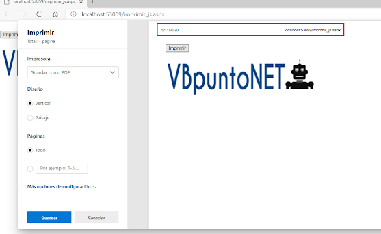 Quitar URL al enviar a imprimir una WebForm