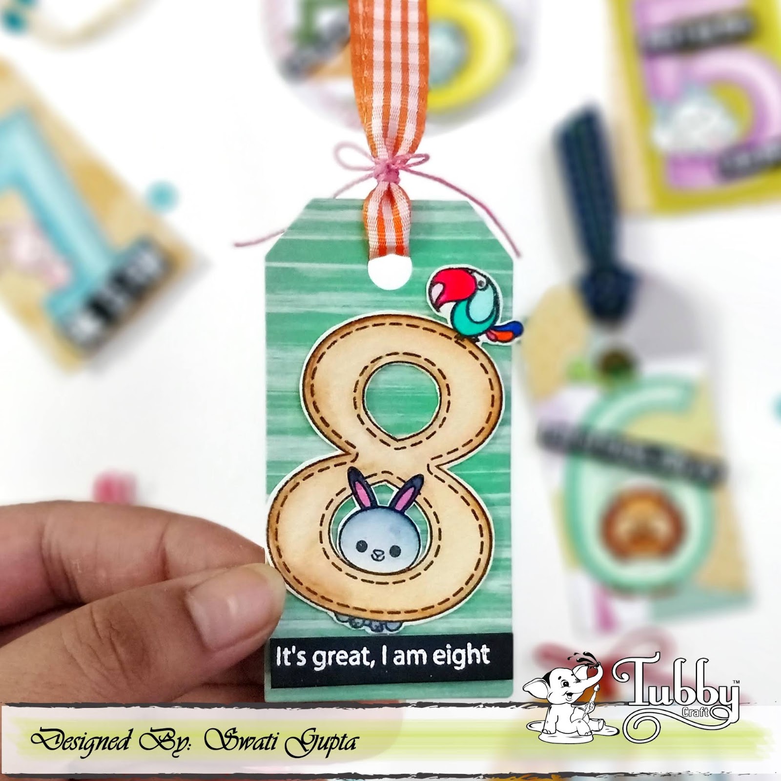 7 Embellishments Using Tubby Craft Number Stamps by Swati