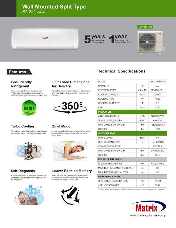 MaximaxSystems.com: MATRIX SPLIT WALL AIR CON - INVERTER