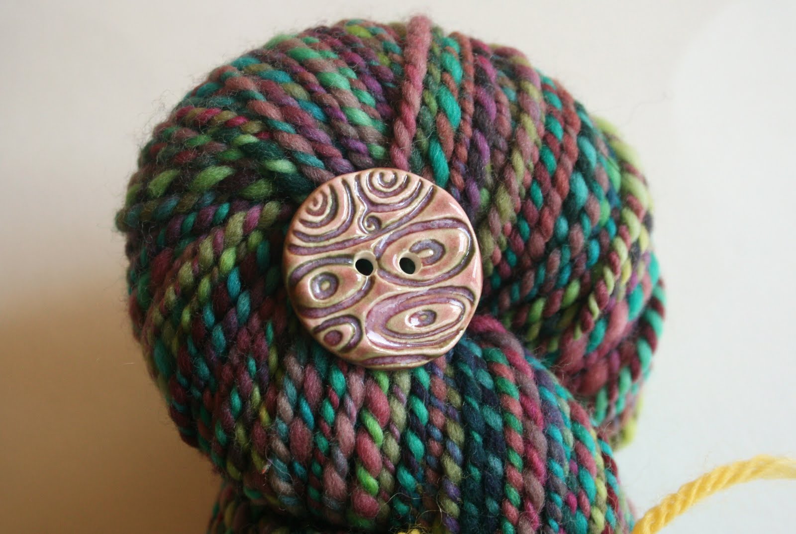 White Clover Kiln: Handmade Buttons And Hand Spun Wool = Happiness!