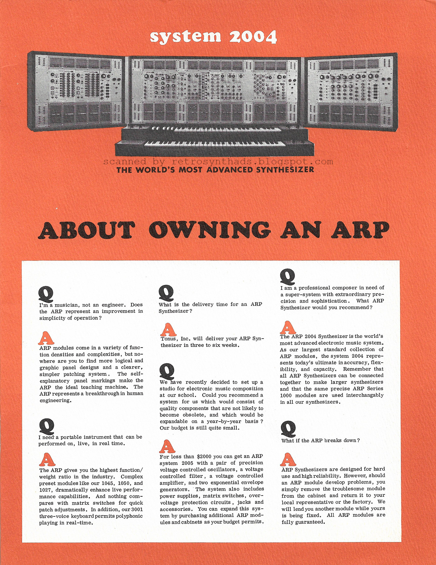 Retro Synth Ads: ARP 2500 modular "The ARP electronic music synthesizer ...