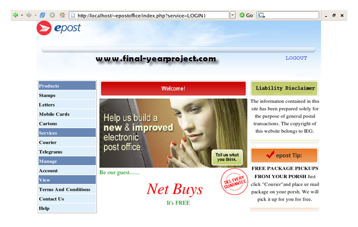 E-Post Office System CSE PHP Project - Free Final Year Project's