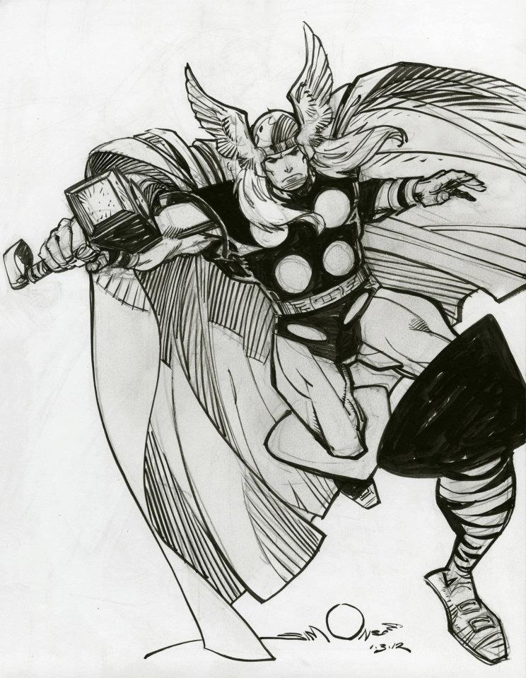 Fashion and Action: Thor's Day - Pencil & Ink Line Art by Walt Simonson
