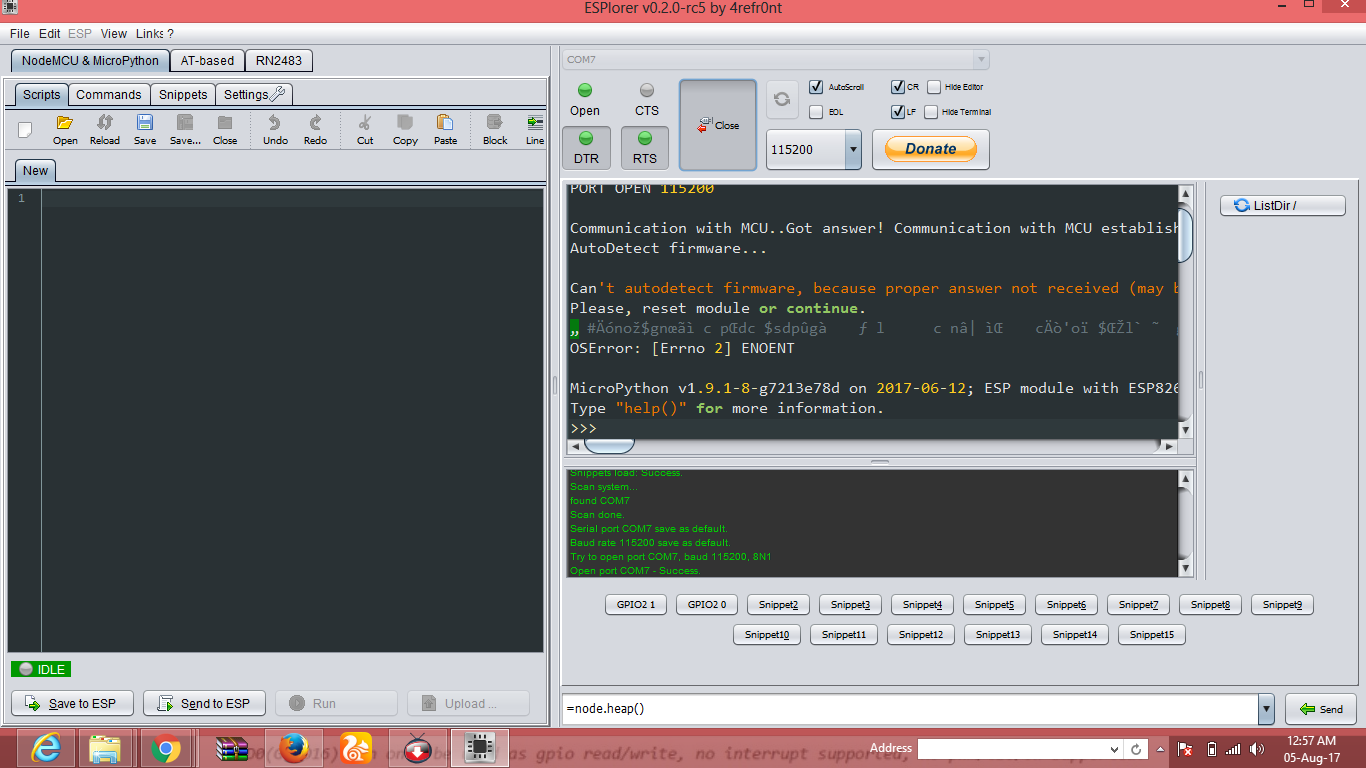 Programming NodeMcu 12-E through WEB-REPL Protocol using Micro-python