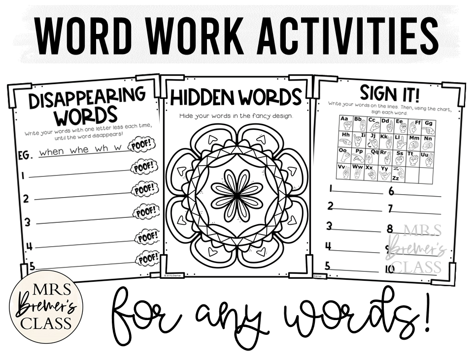 Word Work Activities for ANY Words! | Mrs. Bremer's Class