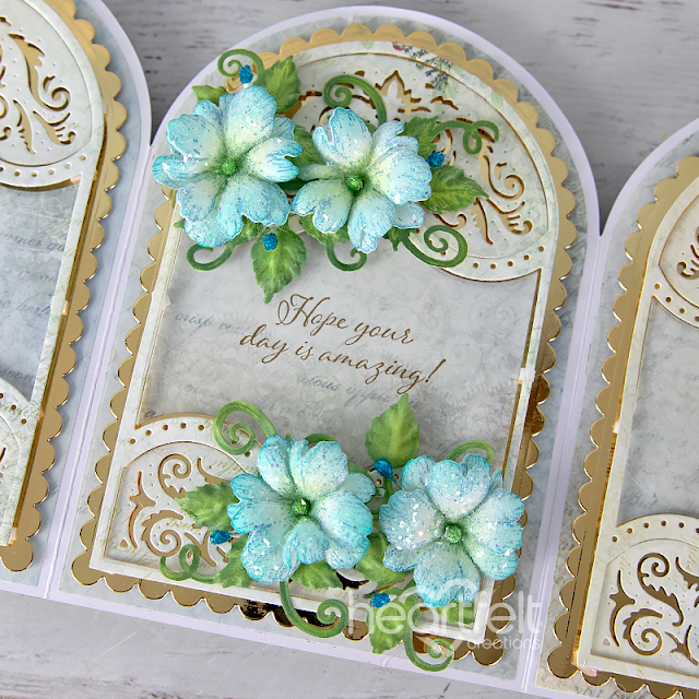 Elina Cardmaking Hobby: Peony Triptych Card - Heartfelt Creations DT