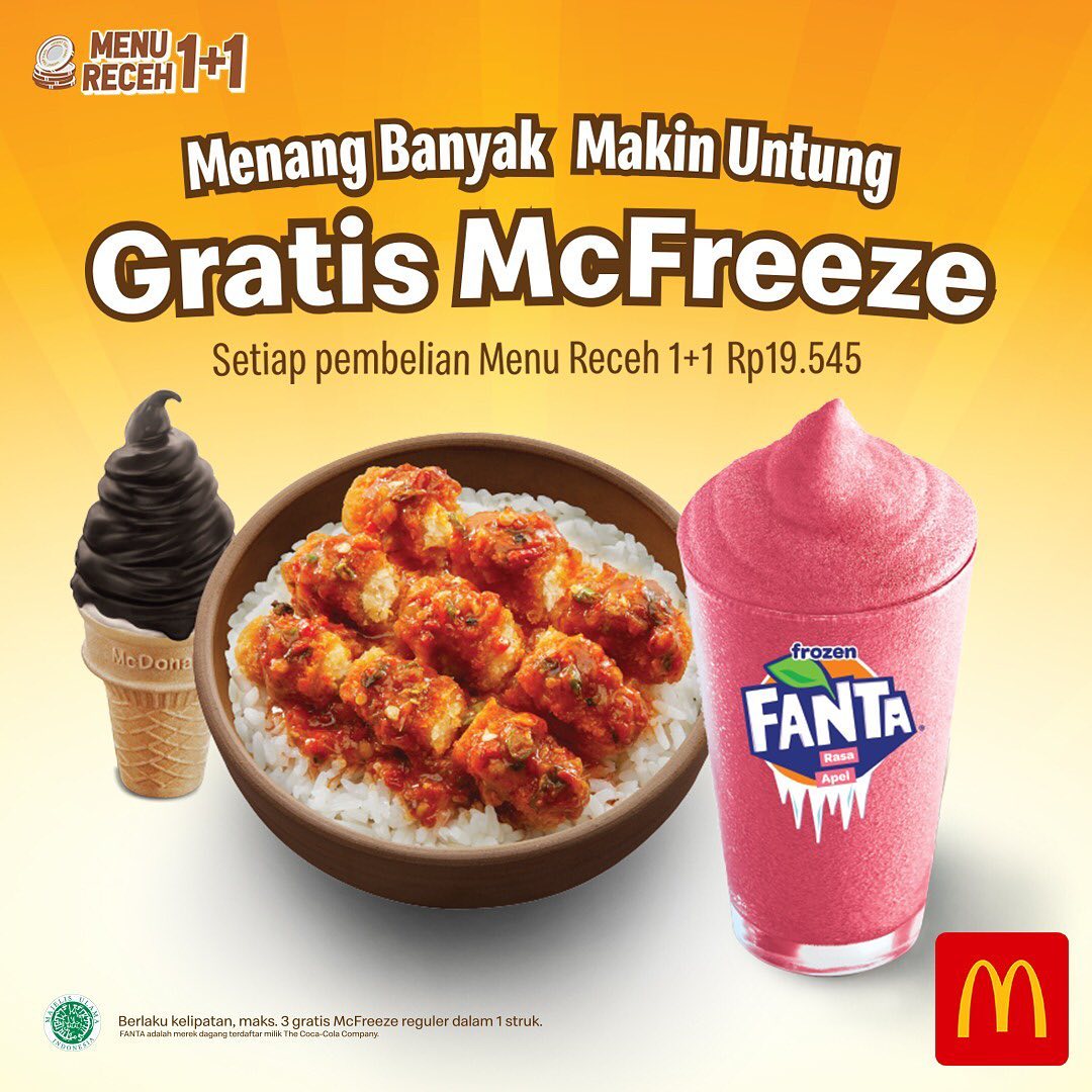 McDonalds Promo Gratis McFreeze Setiap Pembelian Menu Receh 1+1 Senilai ...