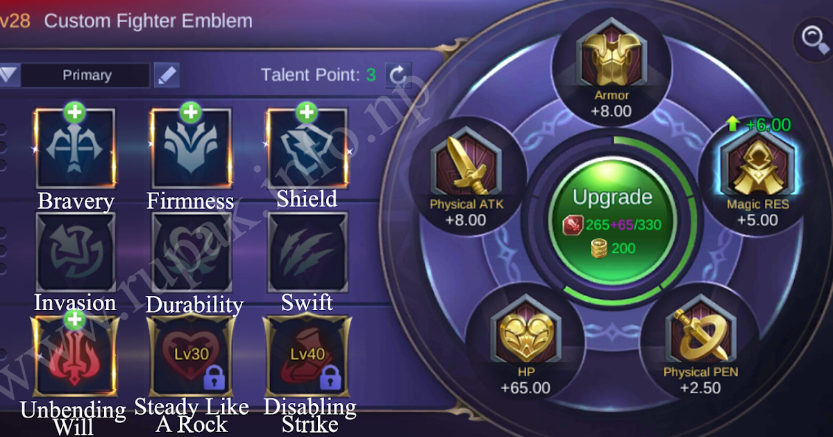 Mobile Legends Custom Fighter Emblem Details - Informative Blog By Rupak