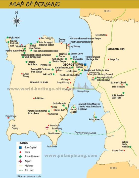 Penang Map - State And Attraction