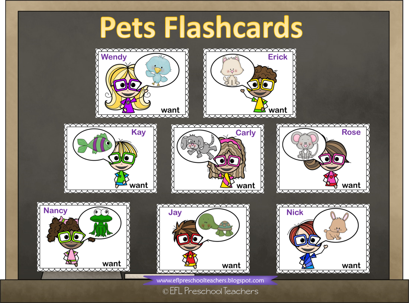 ESL/EFL Preschool Teachers: Pets unit Flashcards for Kindergarten ...