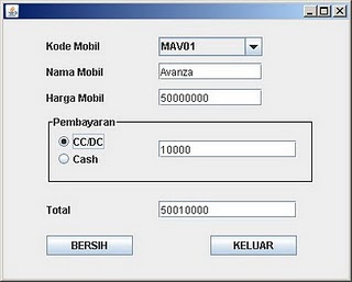 Latihan Java Netbeans : Penggunaan Combo Box dan Radio Button - AH