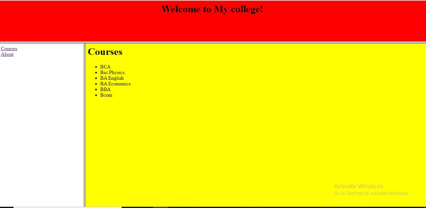 Example For Frameset Html