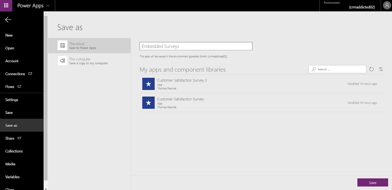 Embedding FormsPro surveys via a Canvas app
