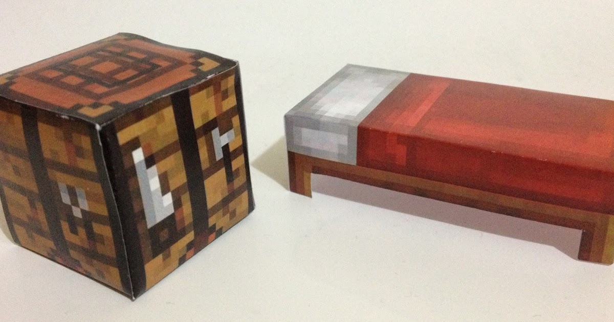 Mini At Least: Papercraft: Minecraft III (Mesa-Crafting Table & Cama-Bed)