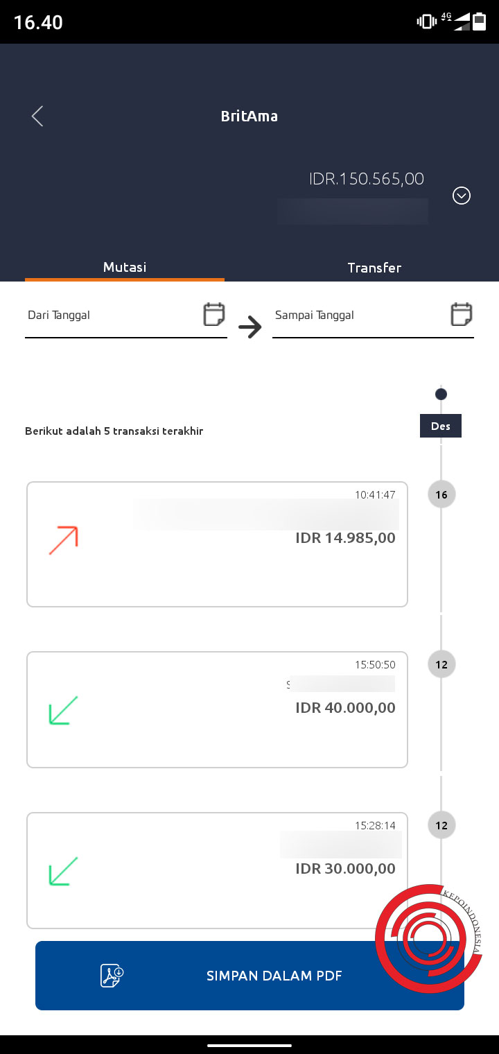 Cara Cek Mutasi Rekening BRI Lewat Aplikasi BRImo - KEPOINDONESIA