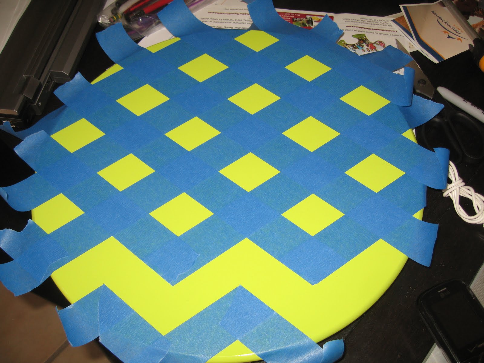 a kitchen table for two: Lazy Susan makeover & chevron stipe tutorial