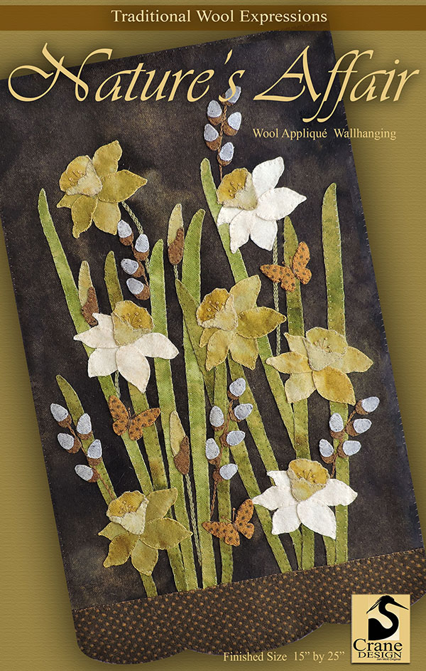 Crane Design by Jan Mott Wool Applique Penny Rug & Punchneedle Patterns