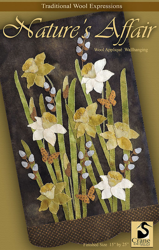 Crane Design by Jan Mott Wool Applique Penny Rug & Punchneedle Patterns