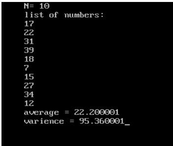 To find the mean & variance using c++