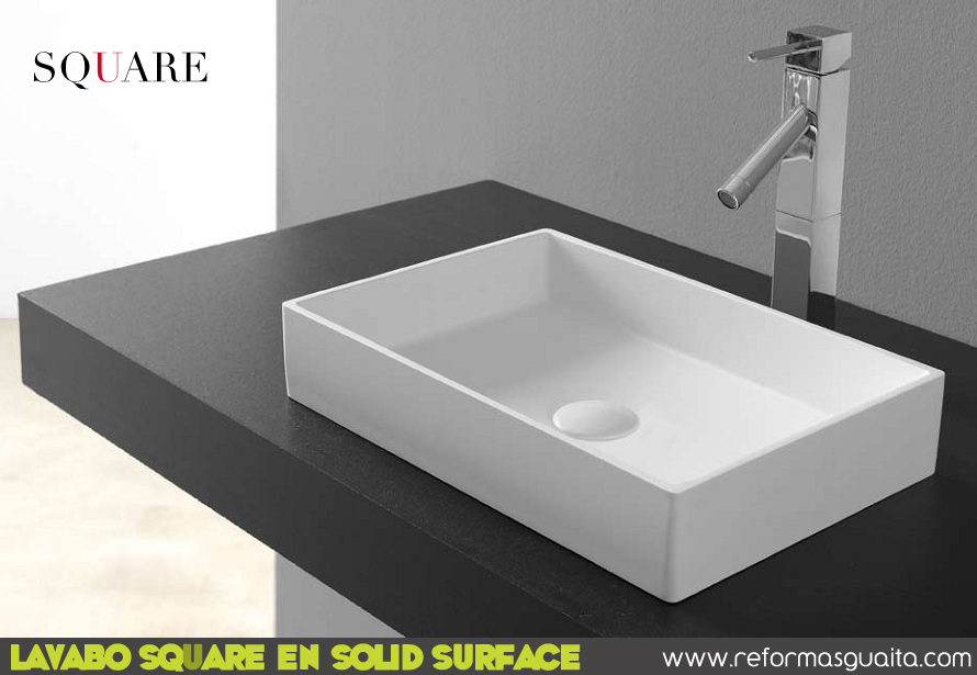 Lavabos SQUARE, CUADRO y ROMA en solid surface ~ Reformas Guaita