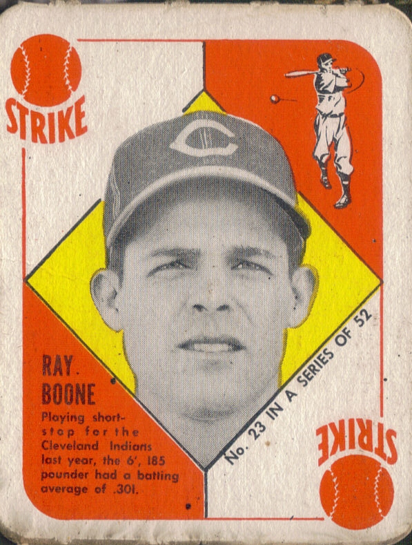 foul bunt: 1951 Topps Red Back #23 - Ray Boone