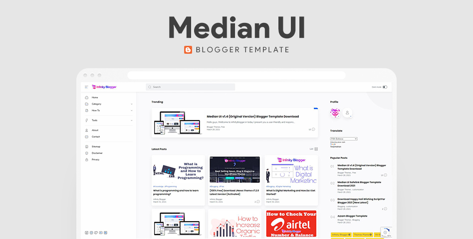 Median UI v1.4 Blogger Template - Fajri Template