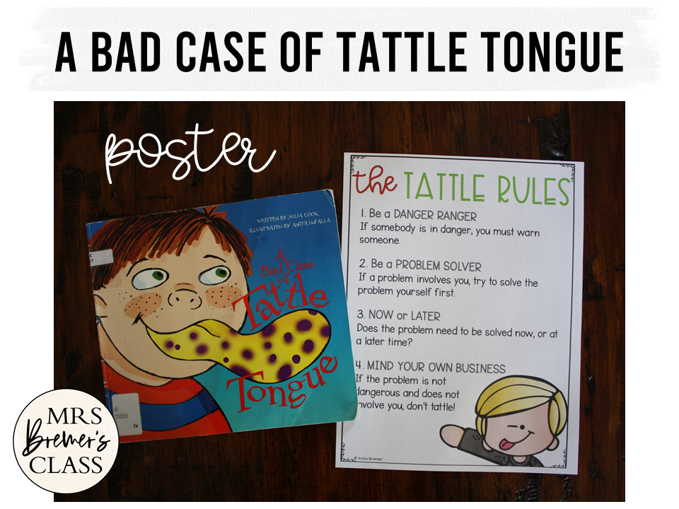 A Bad Case of Tattle Tongue | Book Study & Tattle Rules Poster | Mrs ...