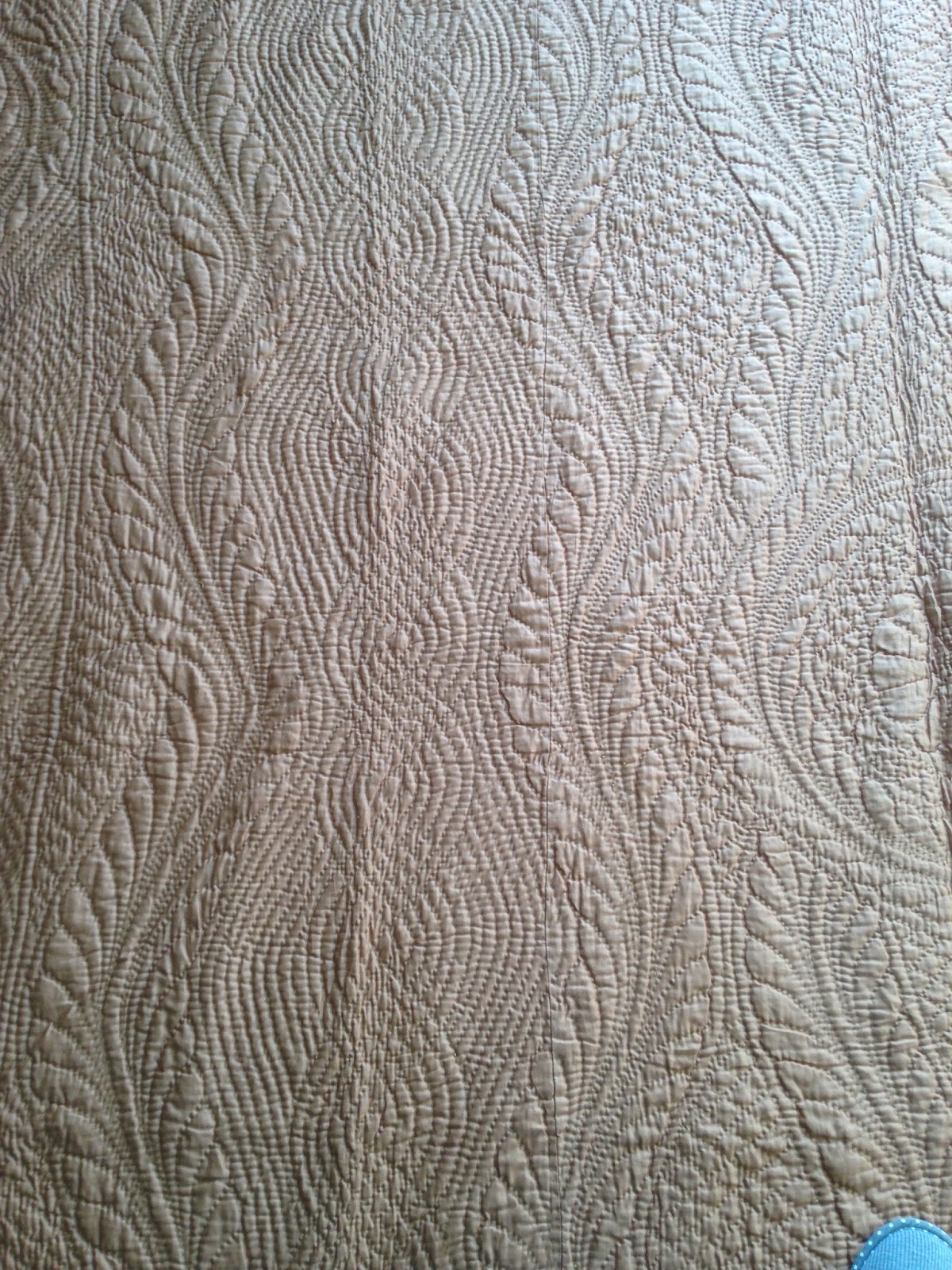 Welsh Quilts: Floral Durham Wholecloth Quilt with Strippy Patterns