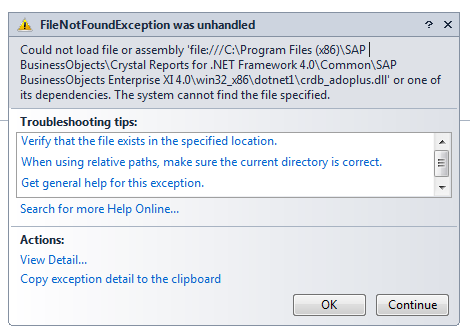Could not load file or assembly 'file:///' or one of its dependencies ...