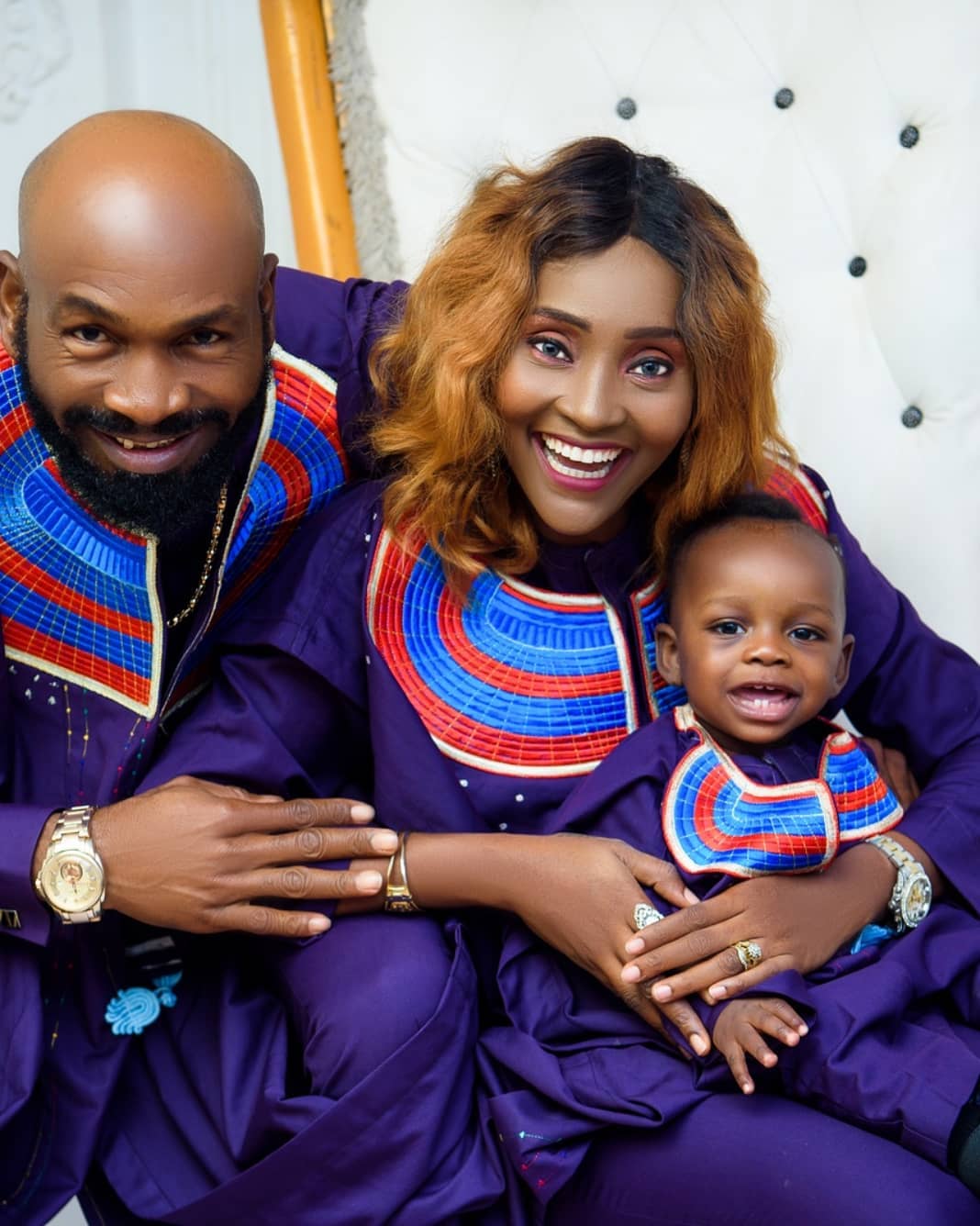 Family photo of Sylvester Madu with child and Wife, Ify Ubah