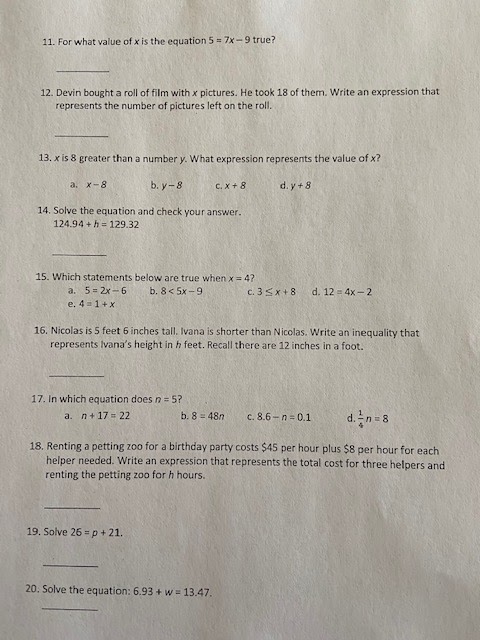 Mrs. Negron 6th Grade Math Class: Module 11 Study Guide