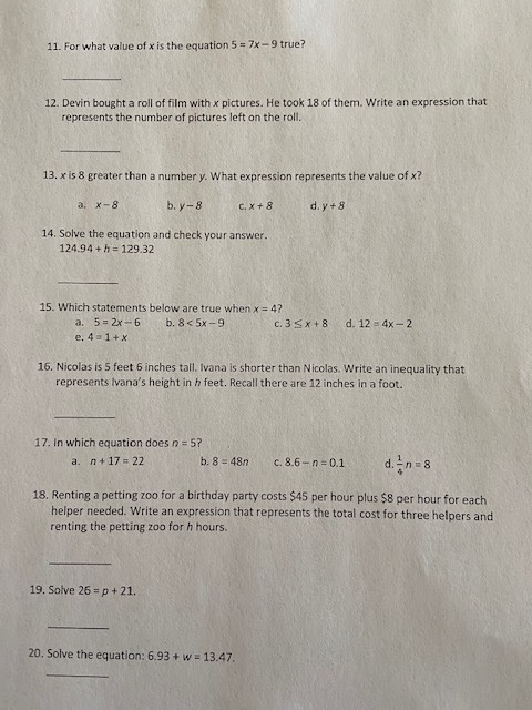 Mrs. Negron 6th Grade Math Class: Module 11 Study Guide