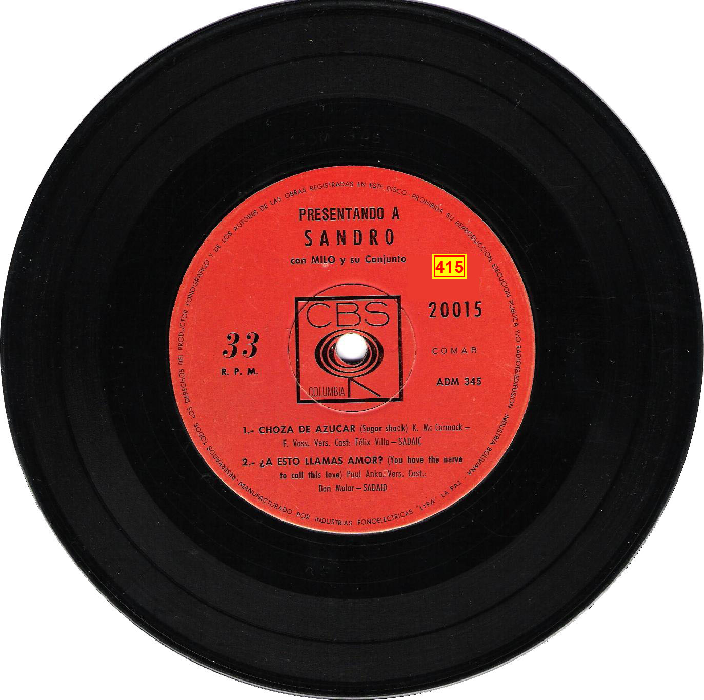 MUSICOTECA ALAY: SANDRO - PRESENTANDO A SANDRO (1963) C33