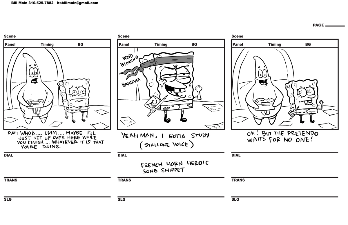 Bill Main Illustration: SpongeBob Squarepants Storyboards