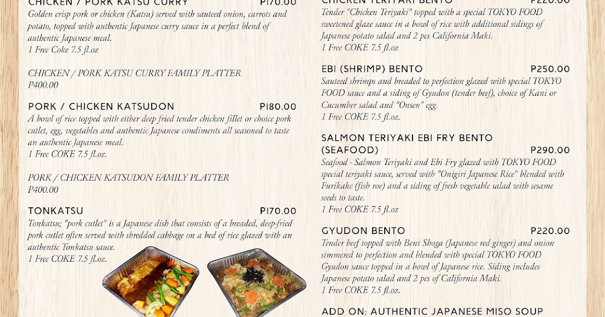 TOKYO FOOD MENU 2