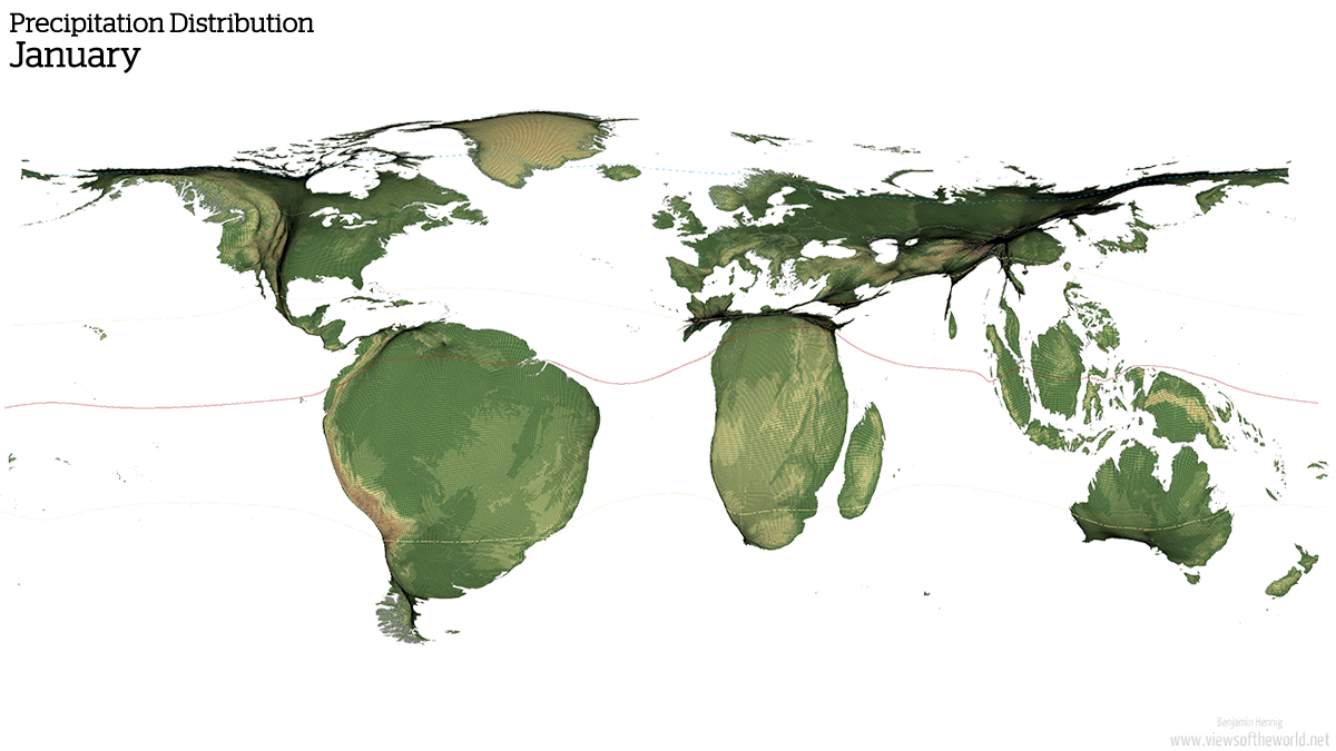 An animated image of the Rainfall by Month on Planet Earth