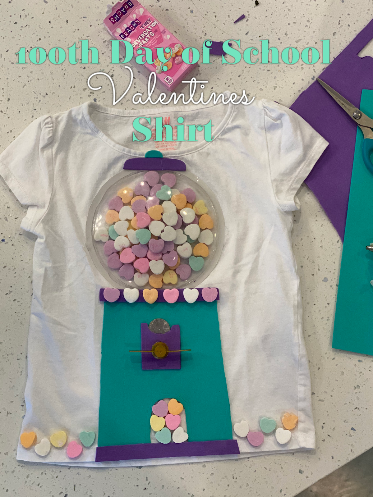 Tangled with Teaching: 100th Day of School Valentines Candy Shirt