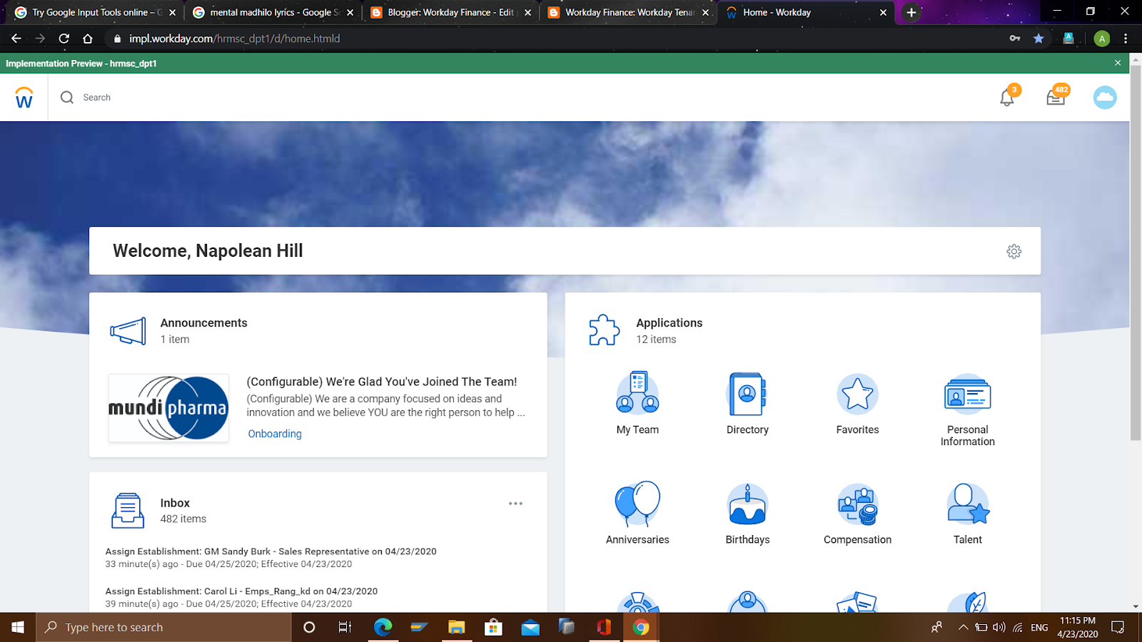 Workday Finance: Workday Tenants