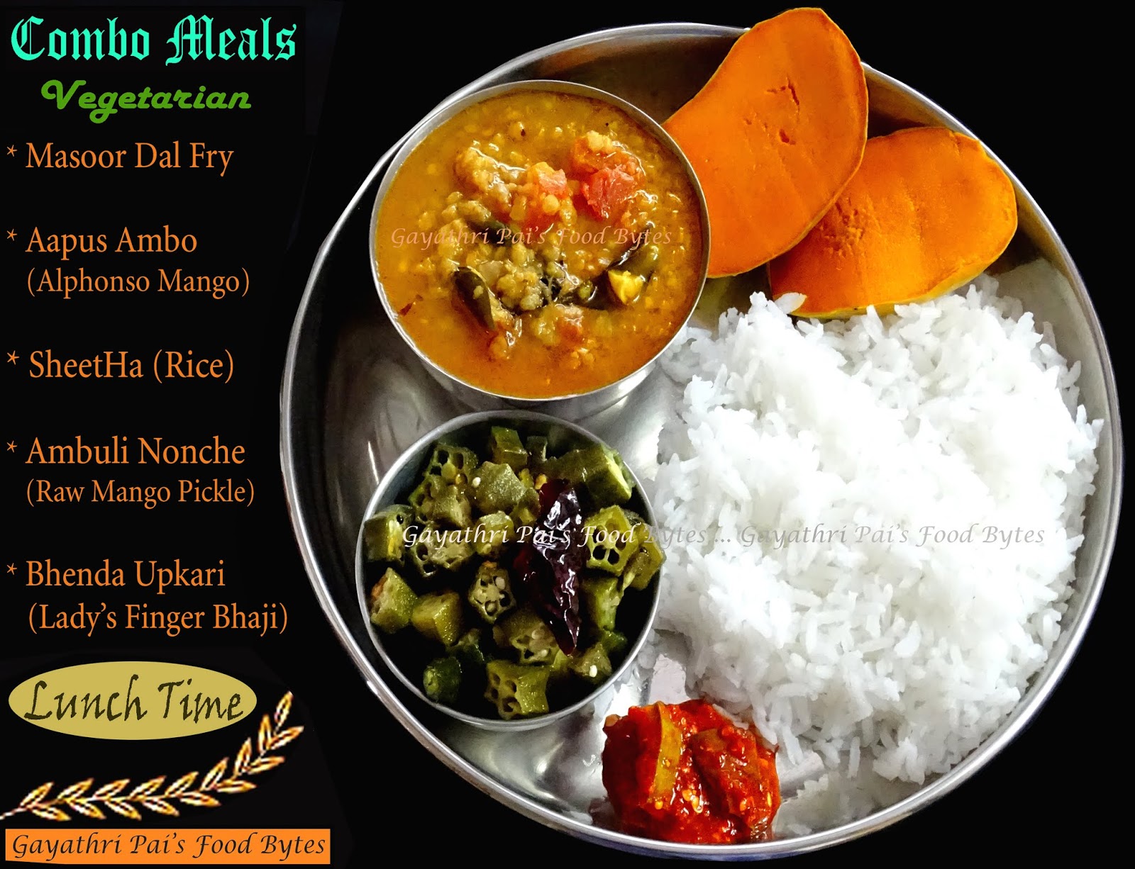 Gayathri Pai's Food Bytes: Masoor Dal Fry, Rice, Raw Mango Pickle and ...