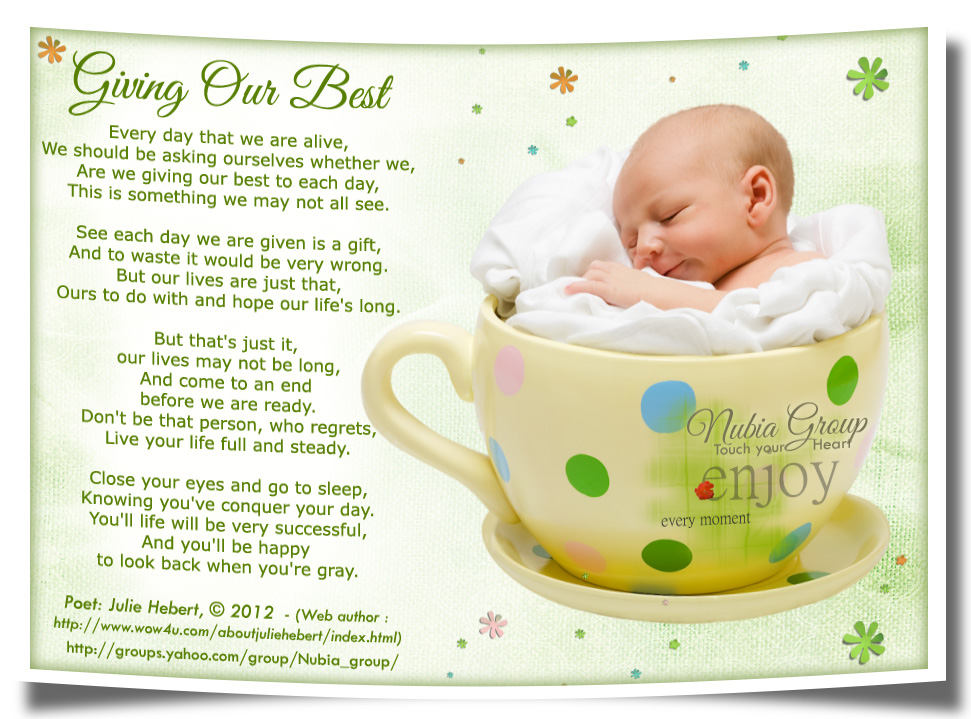 * Nubia_group Inspiration *: Giving Our Best