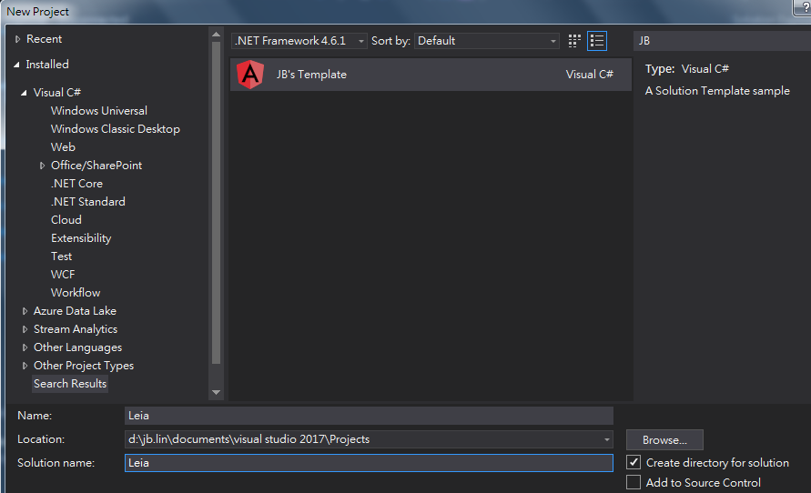 karatejb: [Visual Studio] Create solution template
