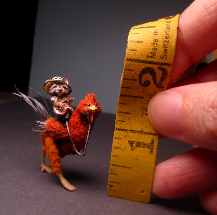 Aleah Klay Studio: Miniature Mouse riding a Rooster 1:12 scale ...