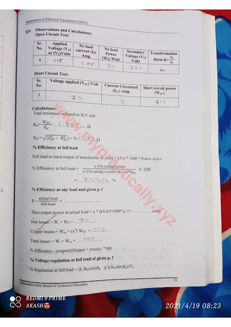 22625 Maintenance of electrical equipments Solved Lab Manual Answers ...