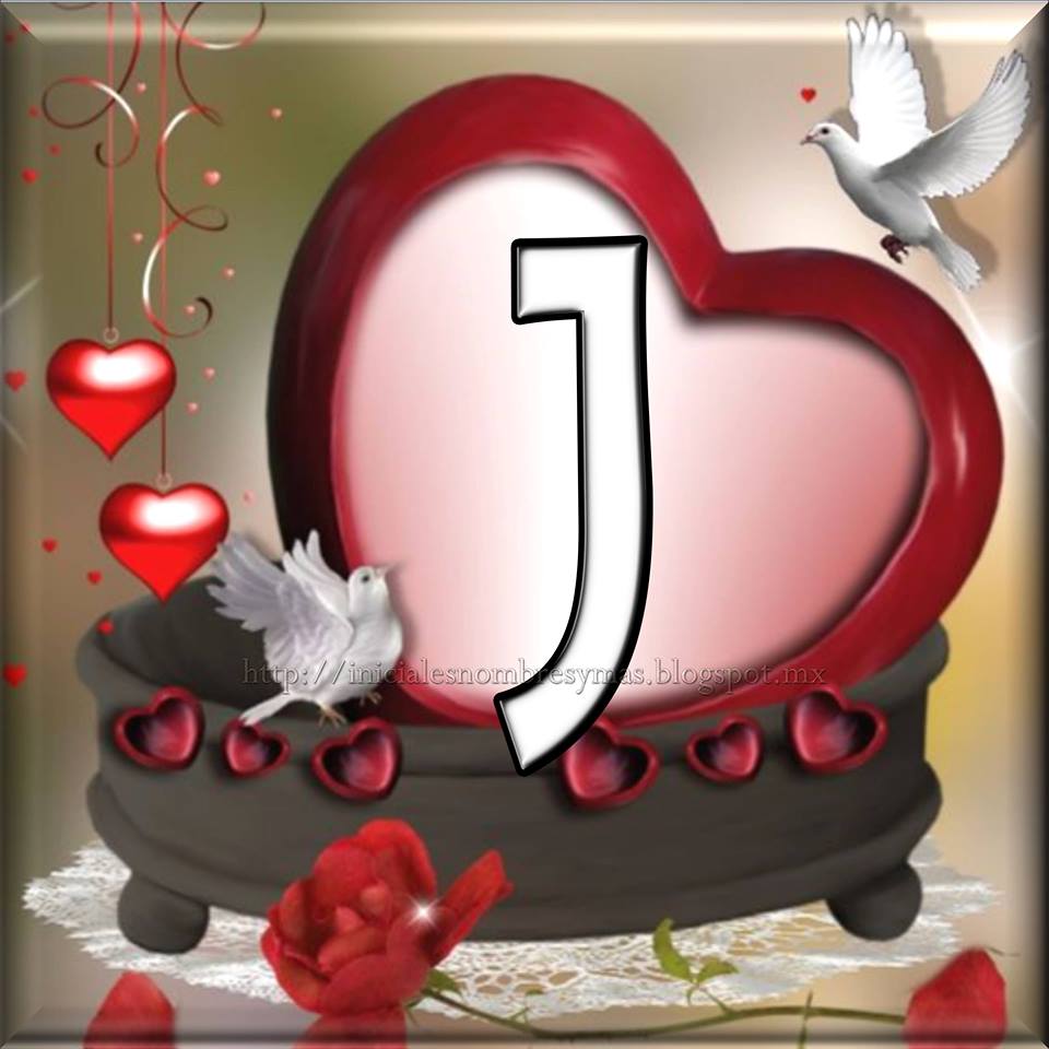 Iniciales Nombres y Más: Corazón con iniciales J a la R