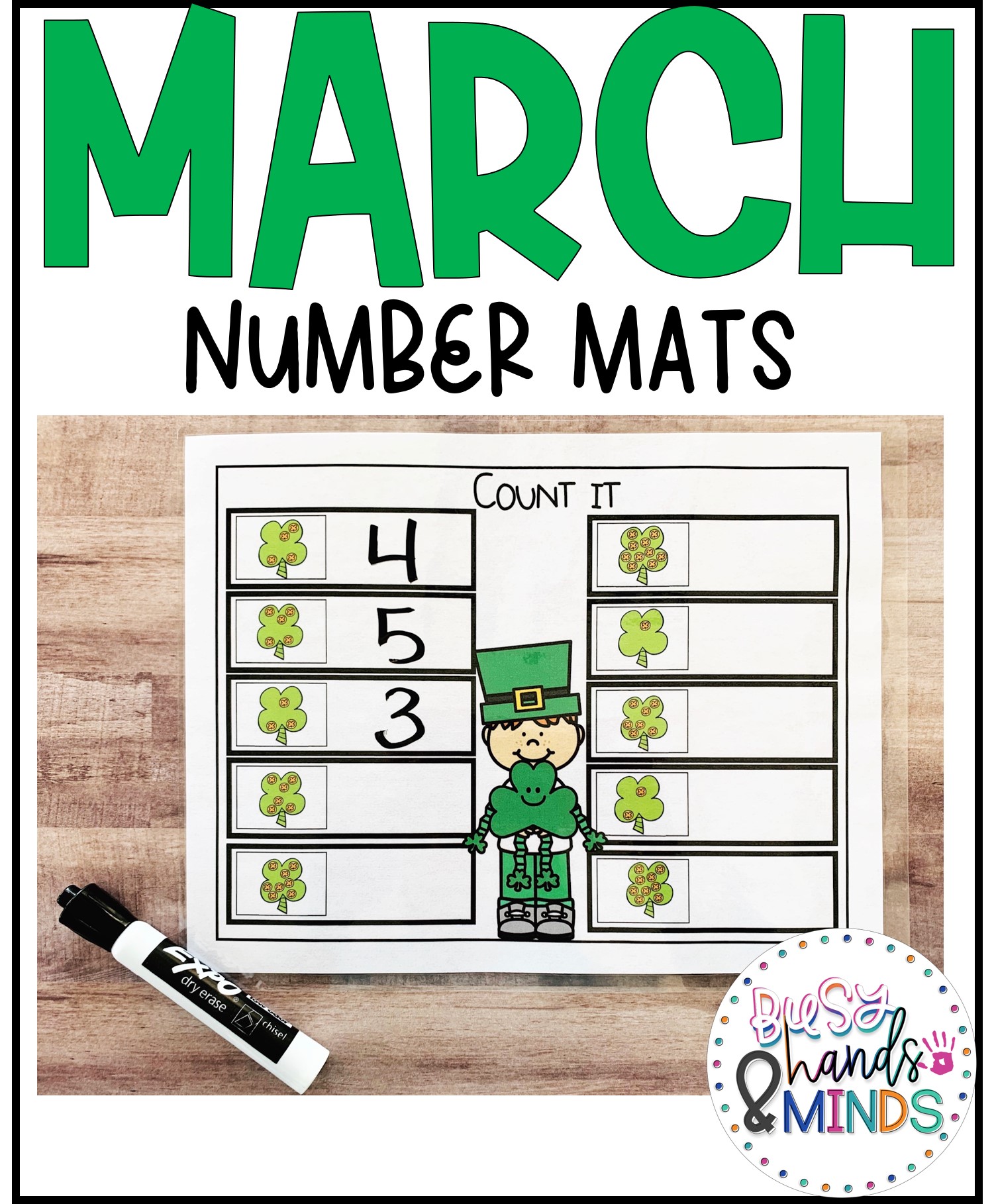 March Number Mats | Busy Hands and Minds