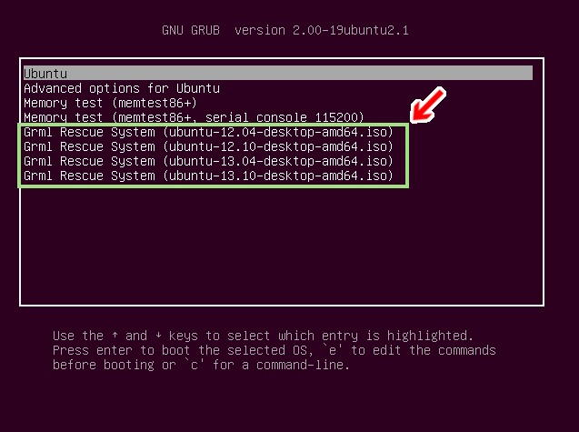 Ubuntu grml-rescueboot その1 - Ubuntuのディスクイメージをブートメニューに追加し、HDD上のディスクイメージからUbuntuを起動できるようにする - kledgeb