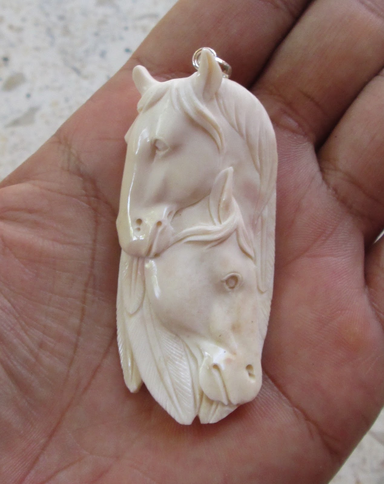 Horse Carved Bone Pendants - Bone Pendants | Bone Carving | Carved Bone
