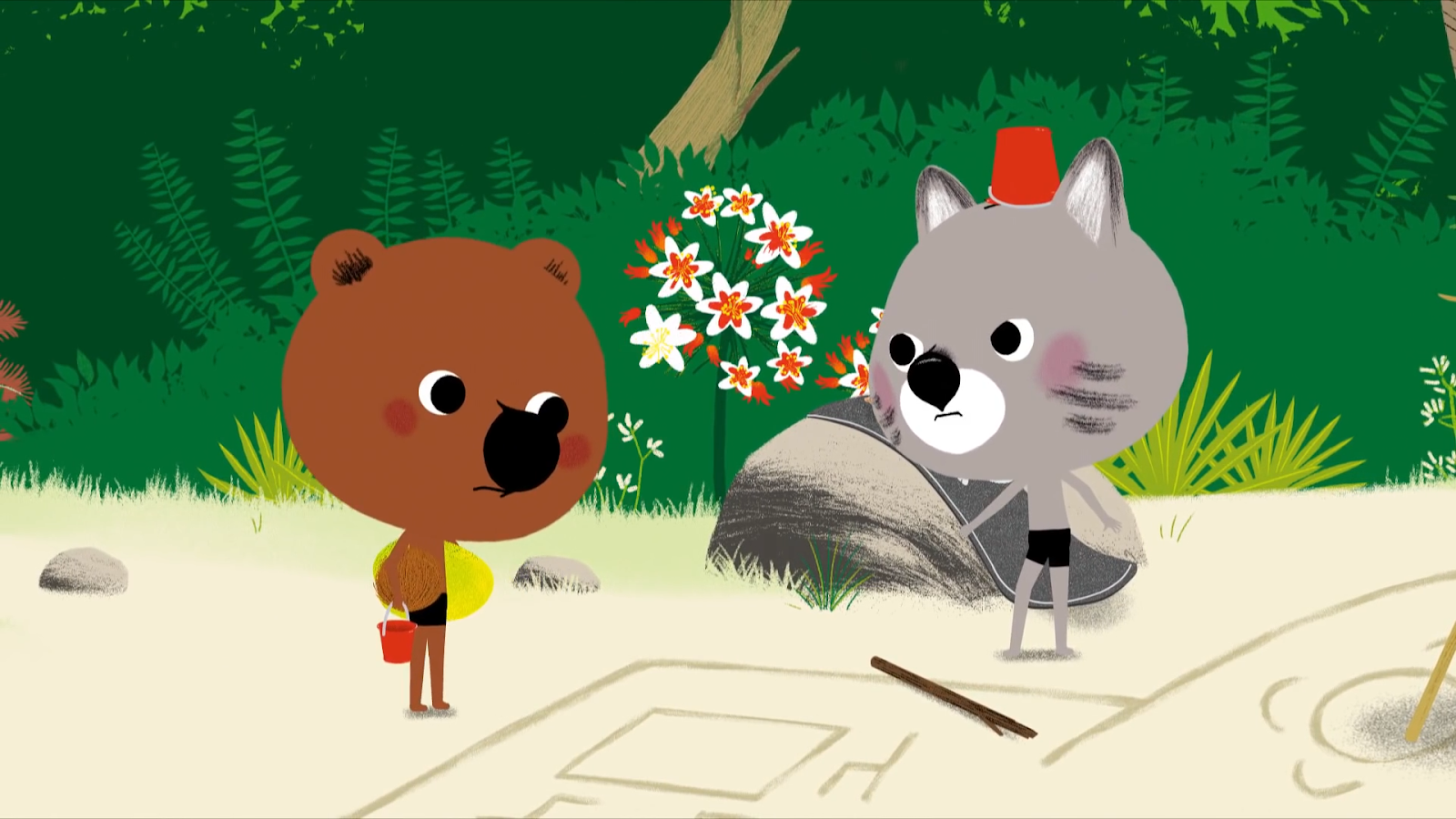 Shirtless Drawn Cartoon Boys: Mouk & Chavapa on the Beach 2