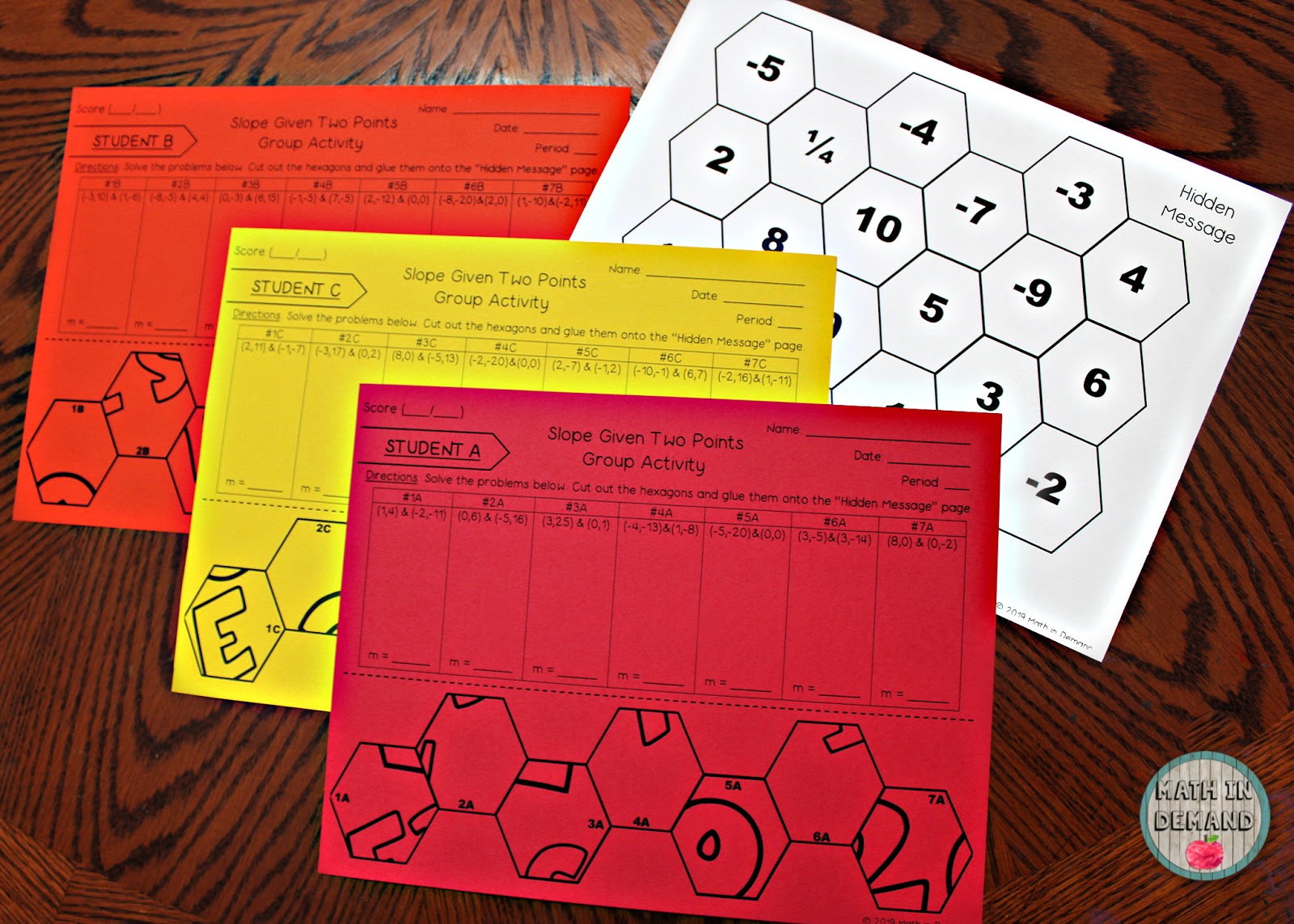 Math in Demand: Slope Given Two Points Group Activity